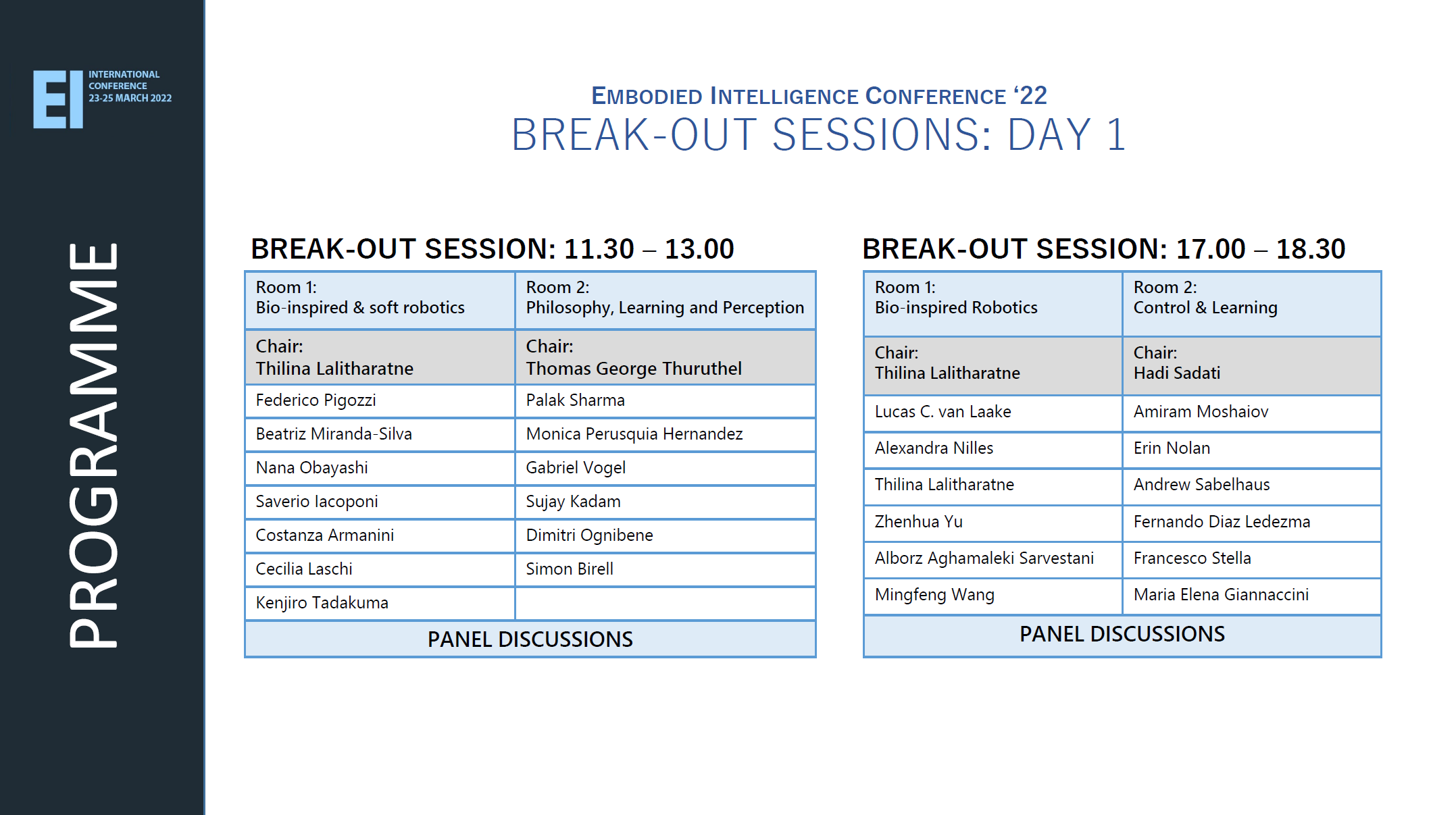 CONFERENCE PROGRAMME | Embodied Intelligence