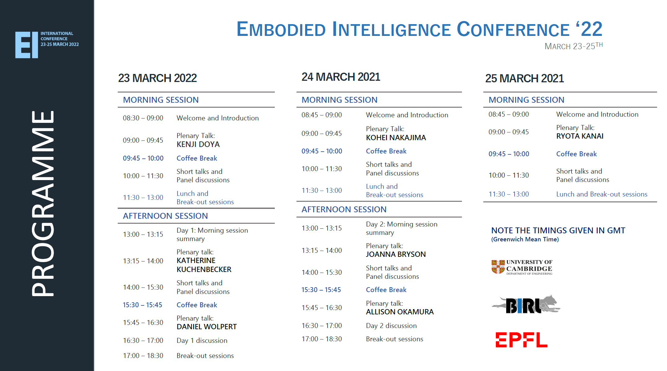 CONFERENCE PROGRAMME | Embodied Intelligence