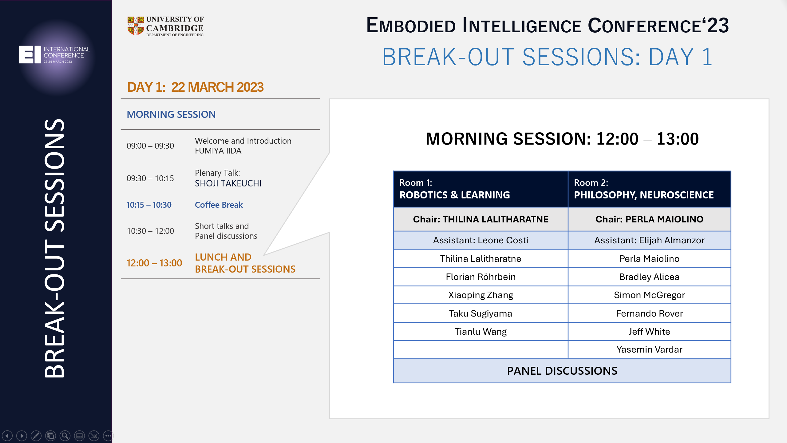 BREAK-OUT SESSIONS | Embodied Intelligence
