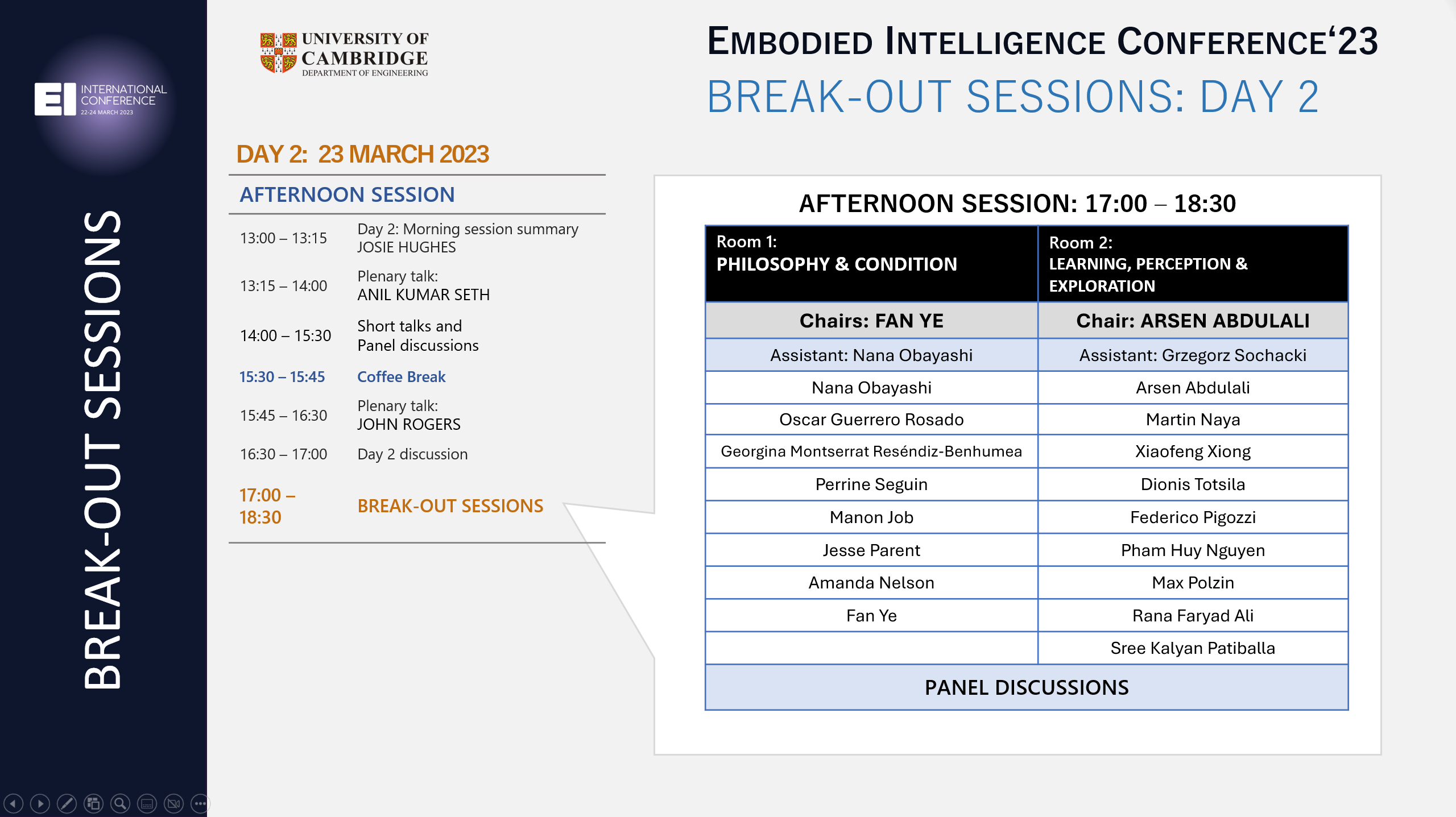BREAK-OUT SESSIONS | Embodied Intelligence