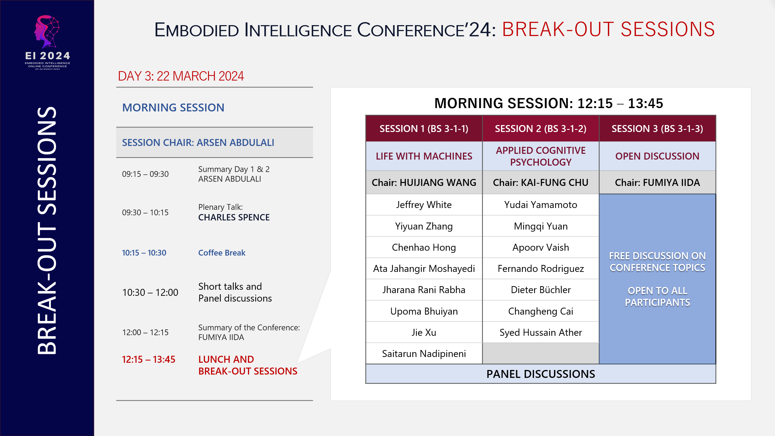 CONFERENCE PROGRAMME | Embodied Intelligence