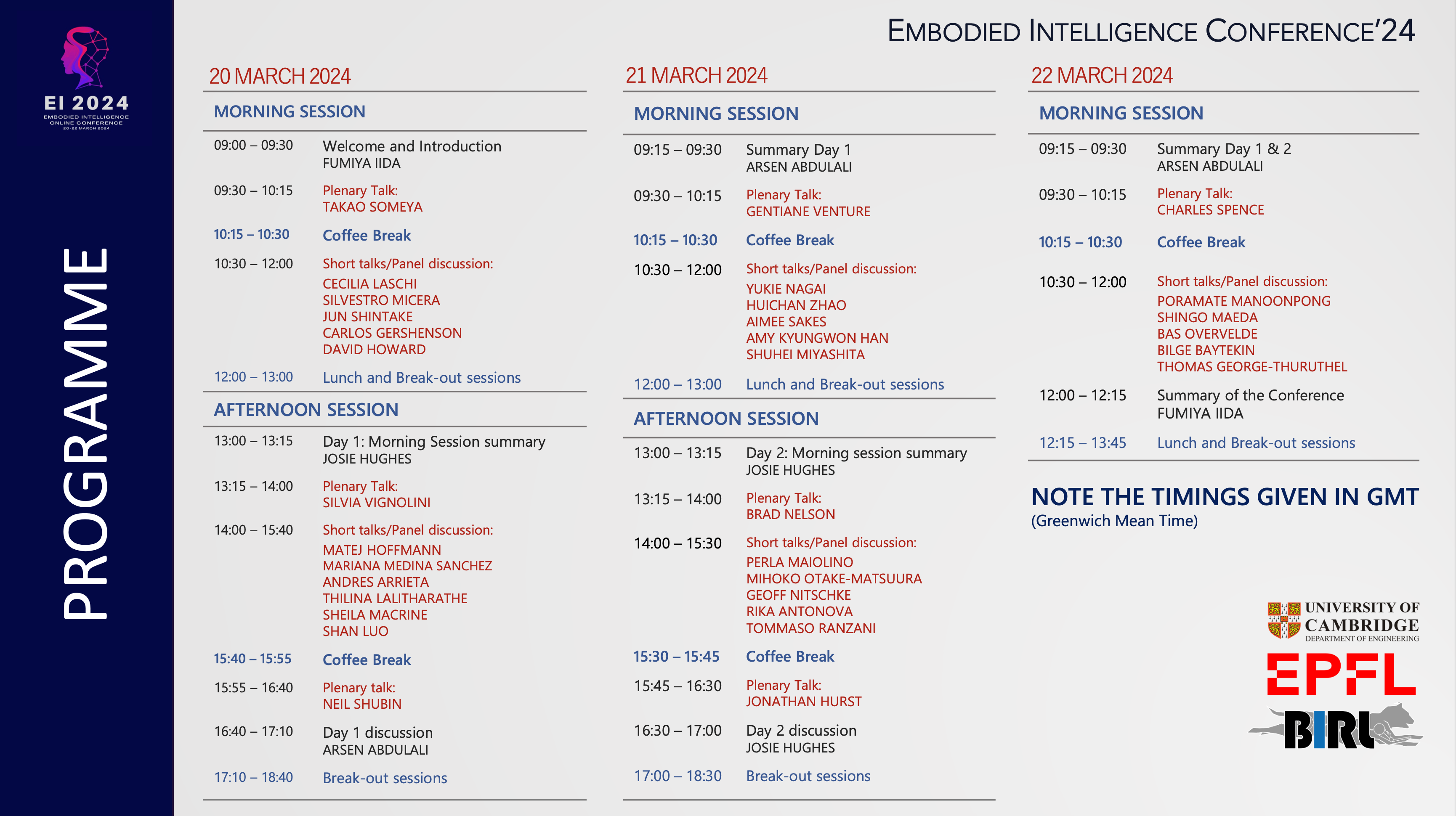 CONFERENCE PROGRAMME | Embodied Intelligence