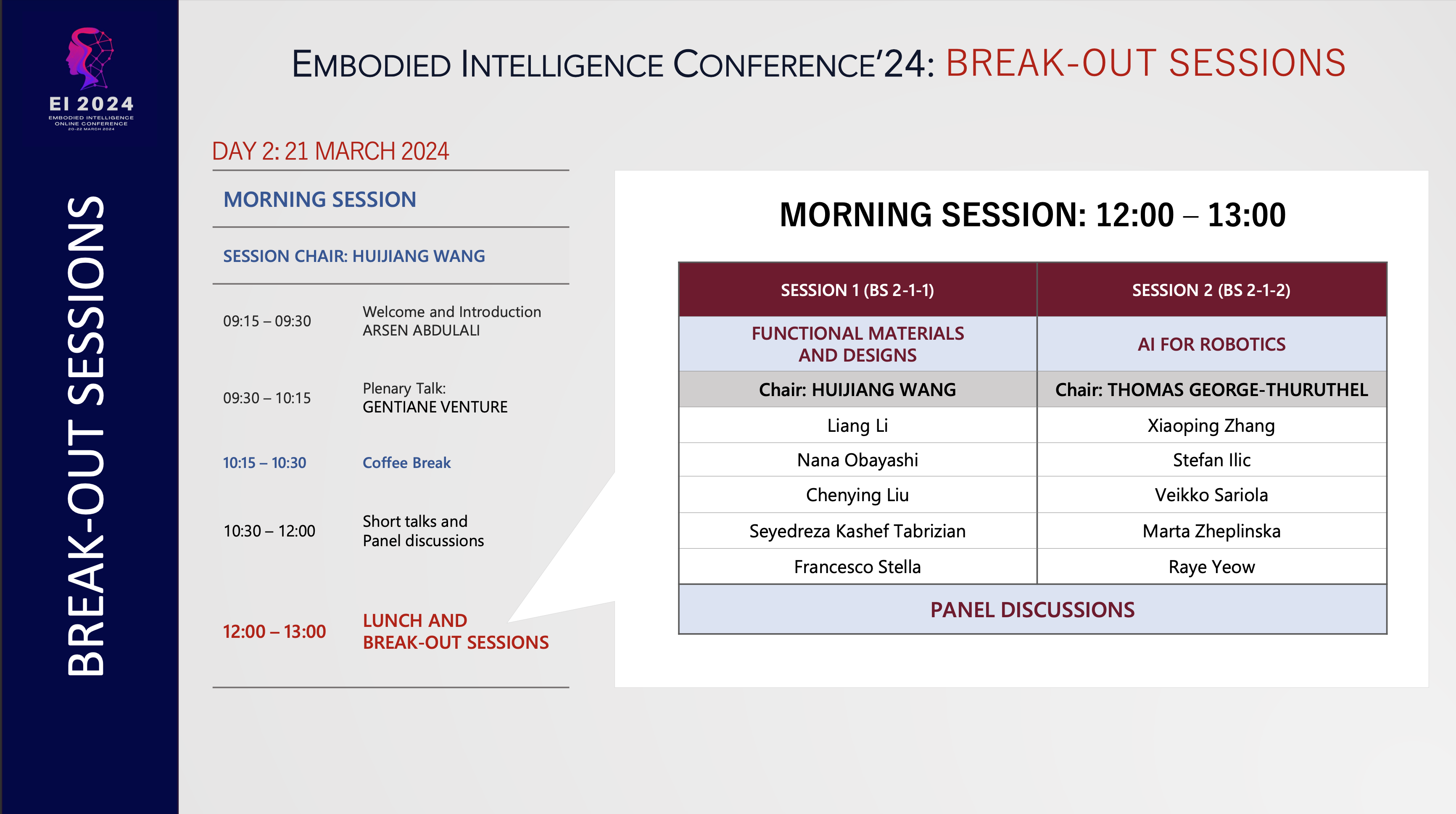 CONFERENCE PROGRAMME | Embodied Intelligence