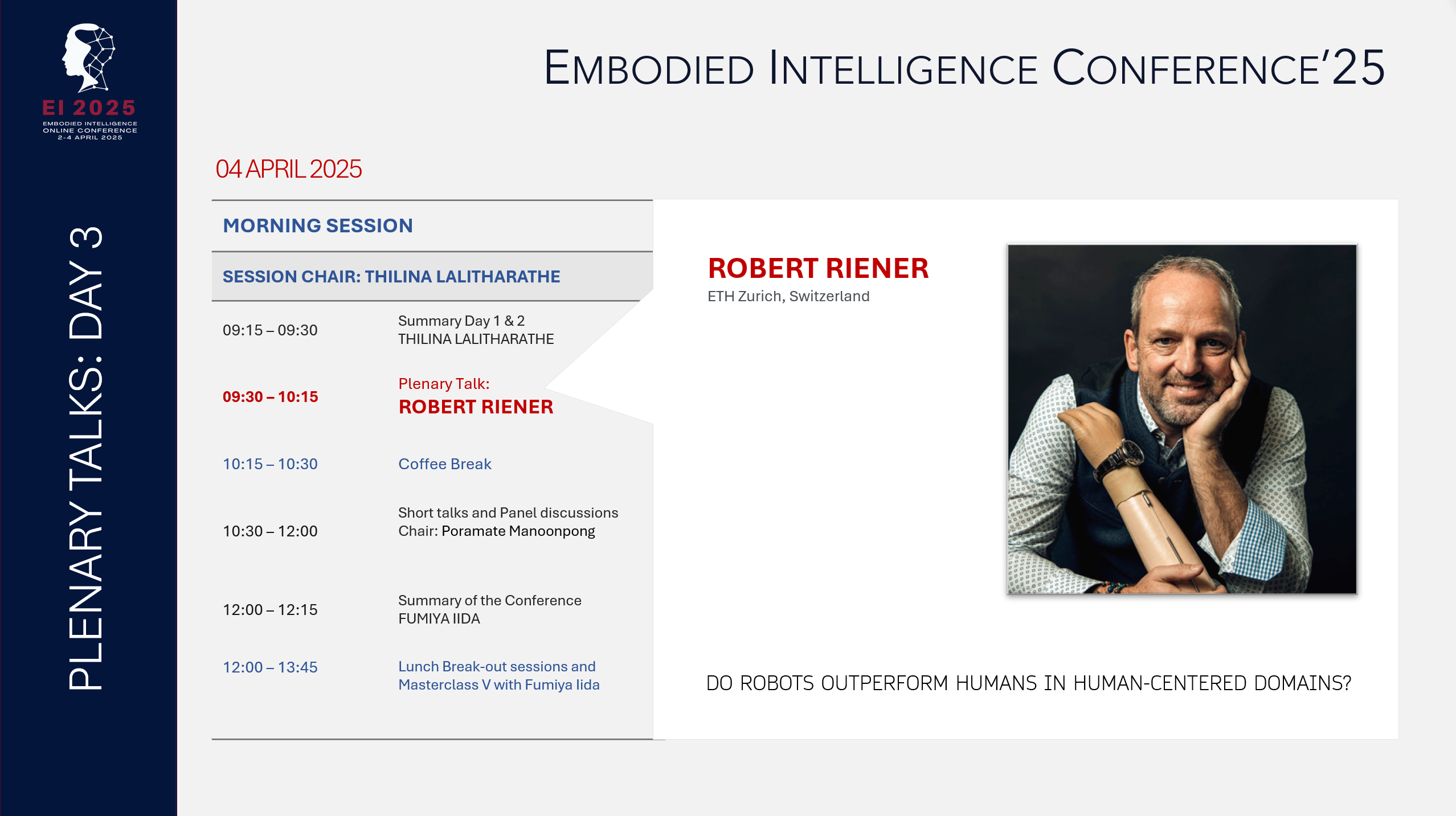 CONFERENCE PROGRAMME | Embodied Intelligence