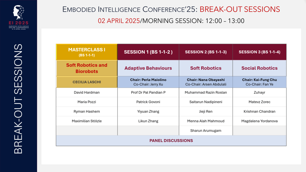 MASTERCLASSES & BREAK-OUT SESSIONS PROGRAMME | Embodied Intelligence