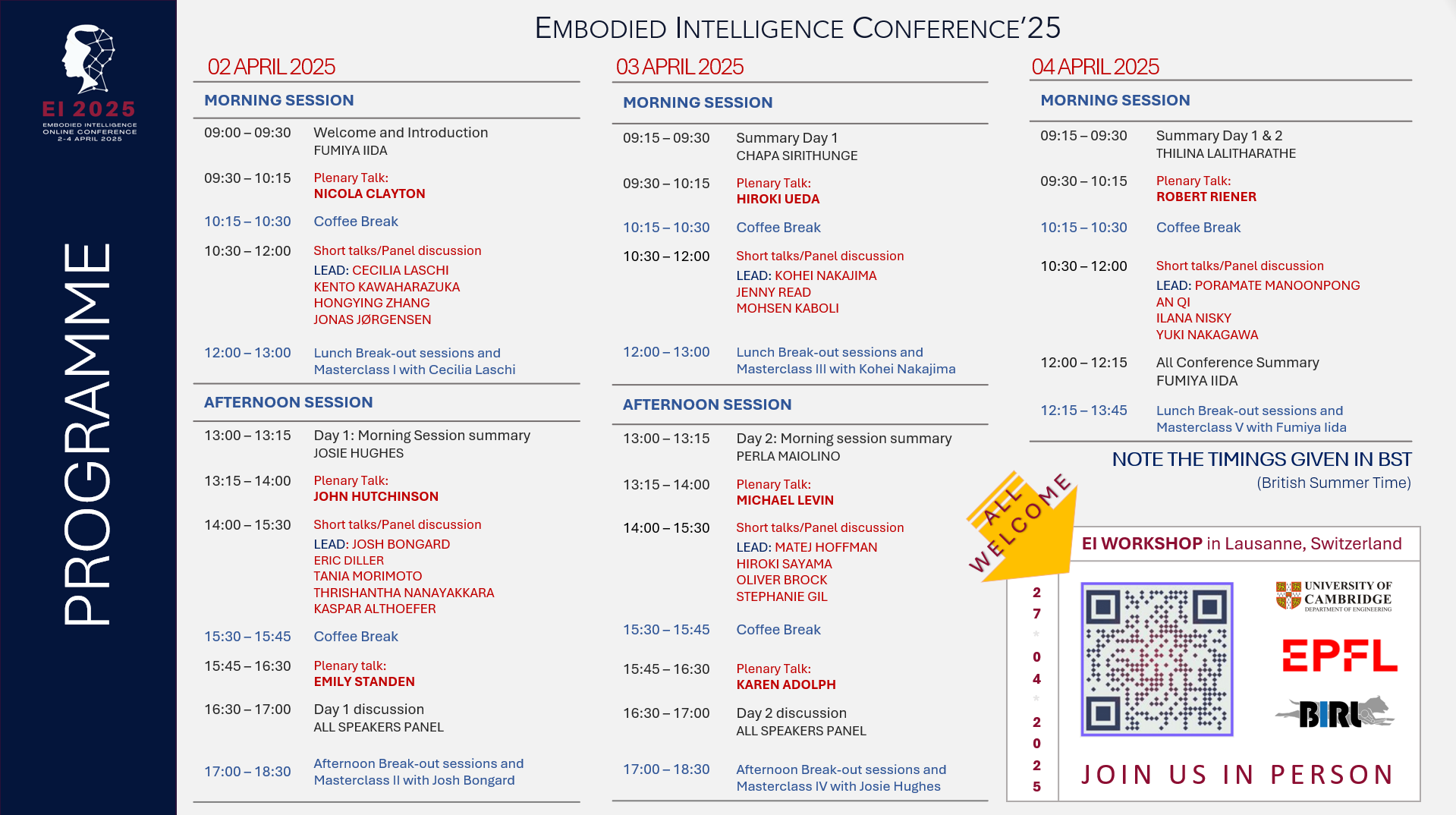 CONFERENCE PROGRAMME | Embodied Intelligence